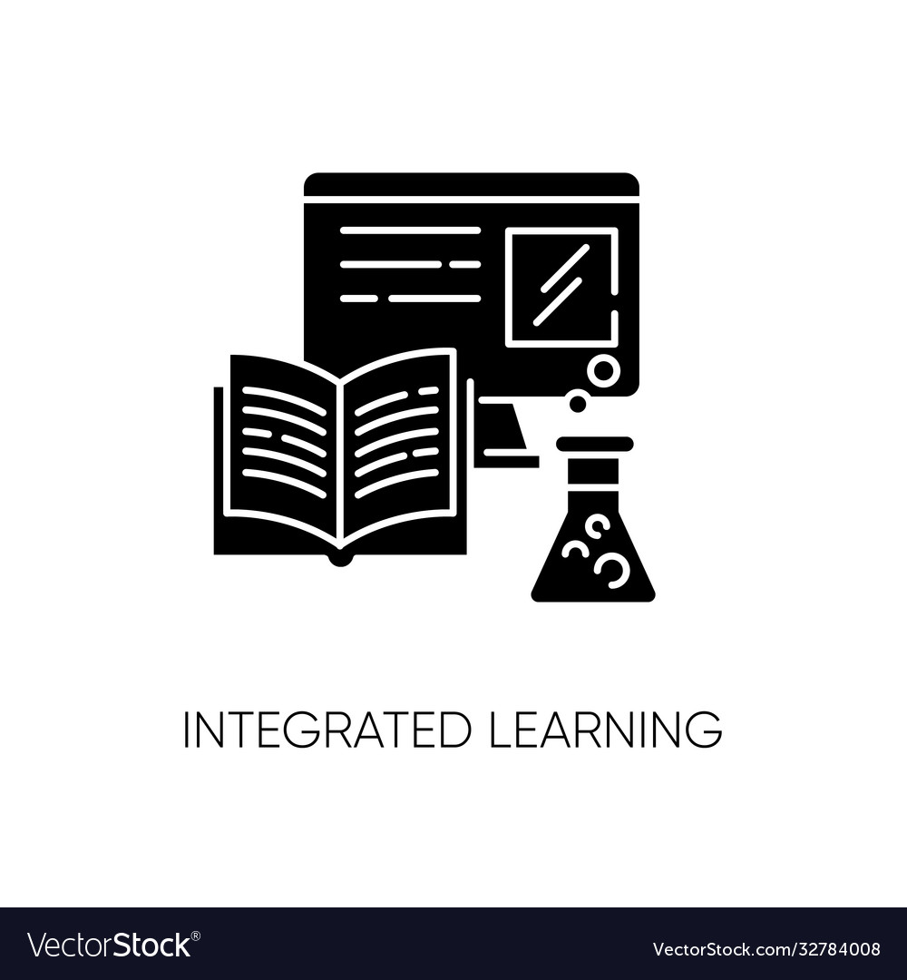 Integrated learning black glyph icon Royalty Free Vector