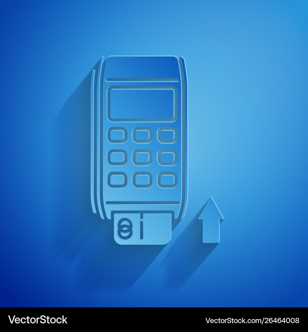 Paper cut pos terminal with inserted credit card Vector Image
