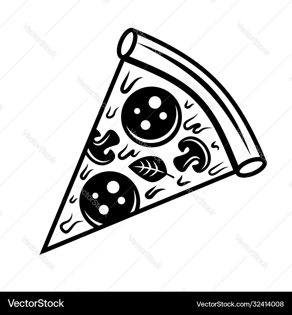 Pizza slice object or design element Royalty Free Vector