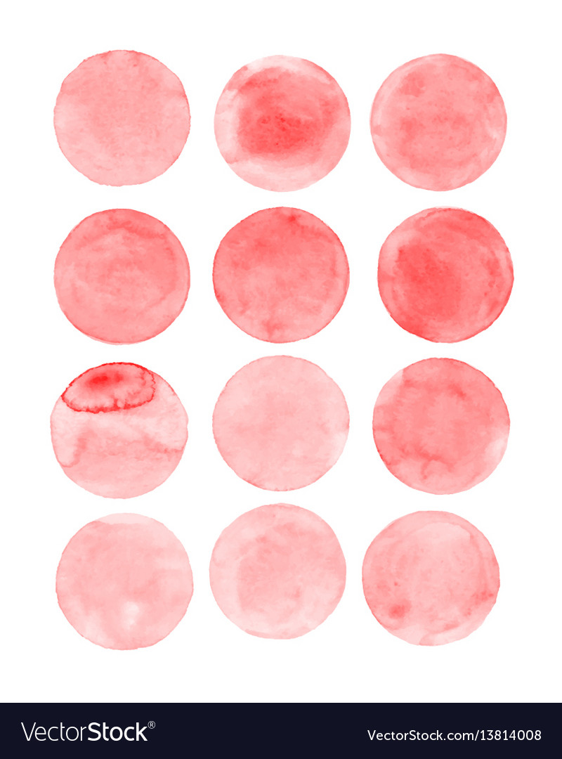 Red watercolor circles set Royalty Free Vector Image