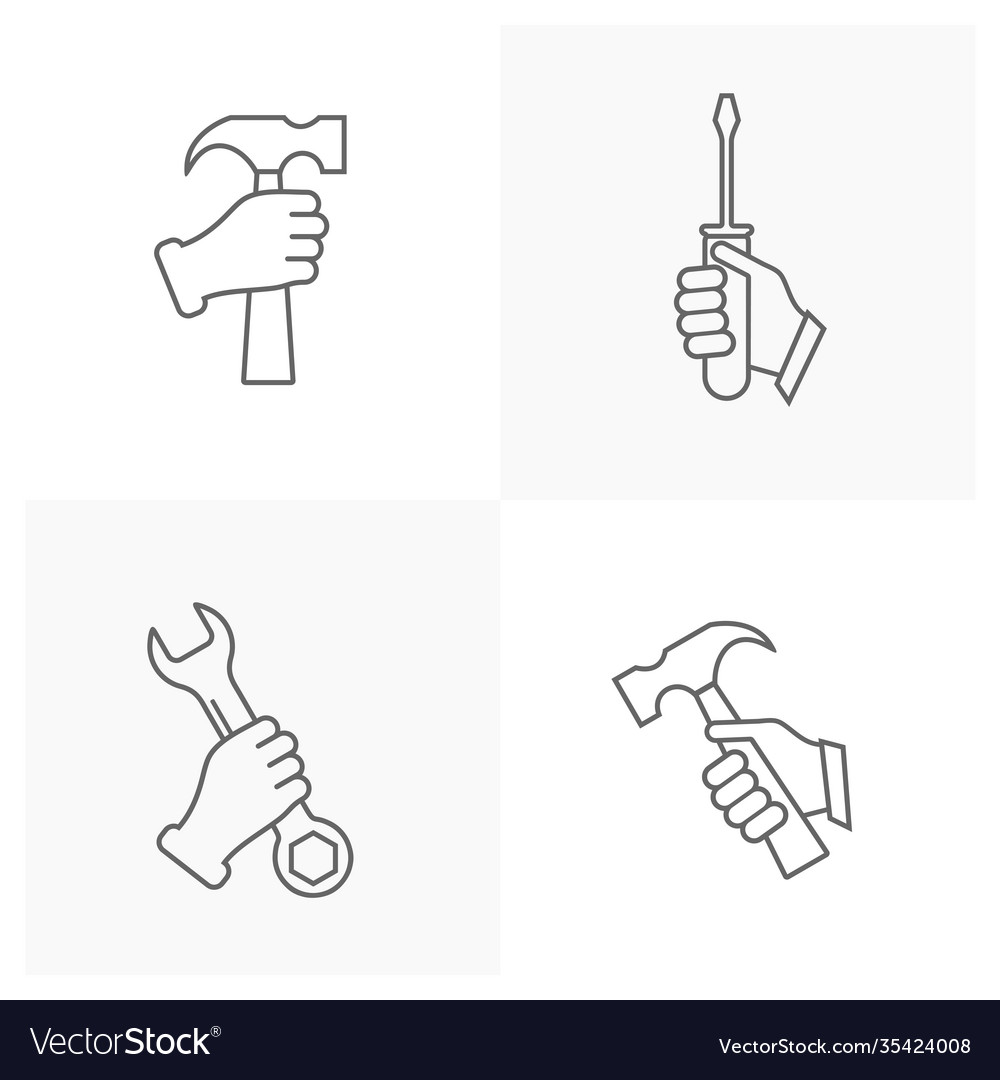 Set technical icon engineering simple icon Vector Image