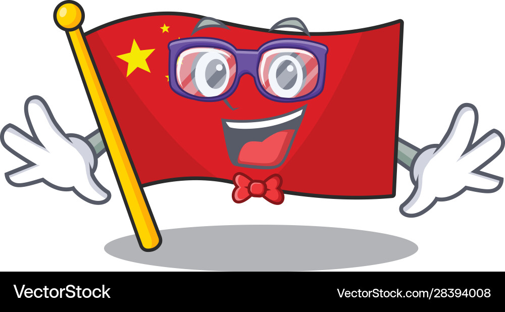 Super funny geek flag china scroll cartoon Vector Image