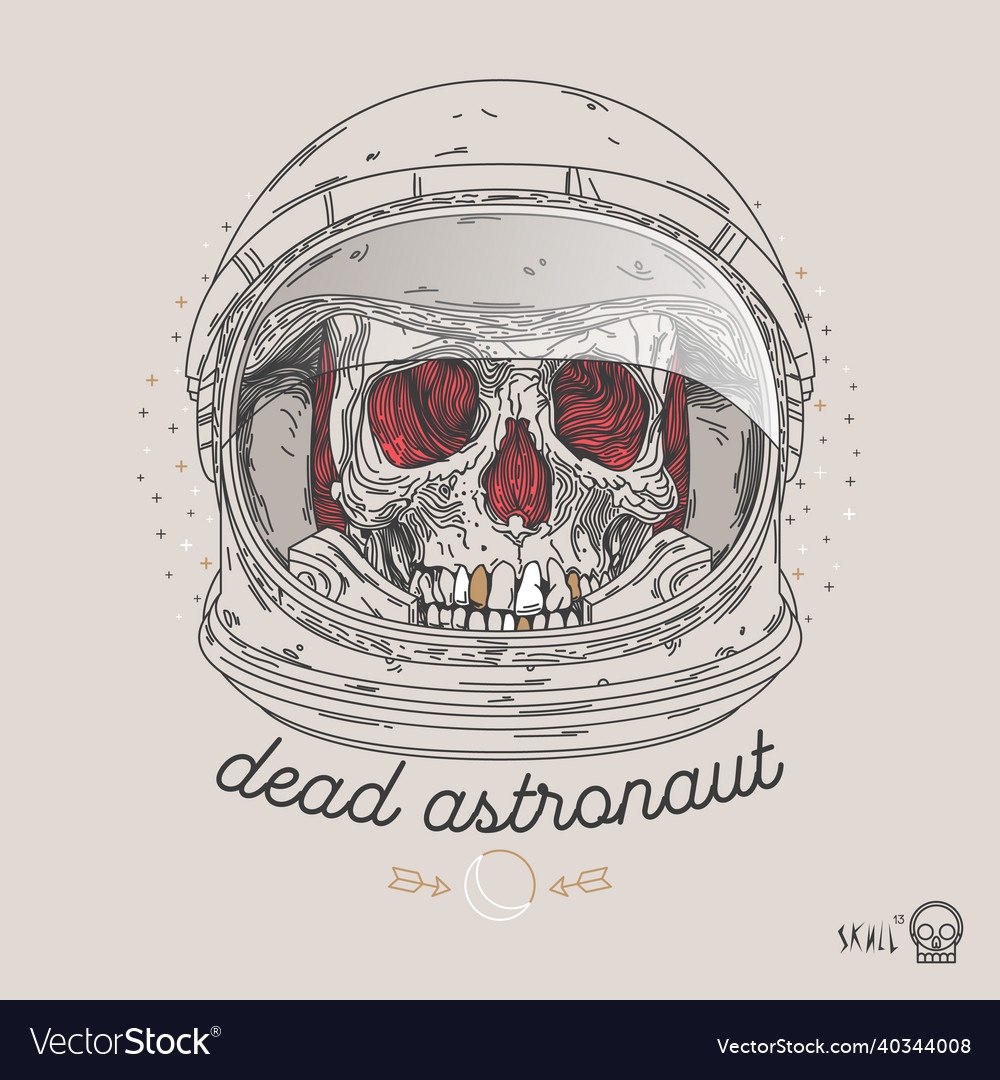 Thin line skull label Royalty Free Vector Image