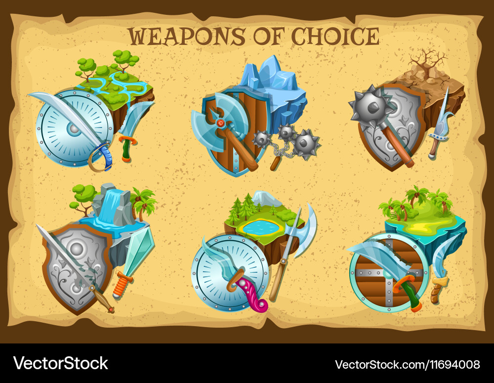 Weapon And Game Landscapes Set Royalty Free Vector Image