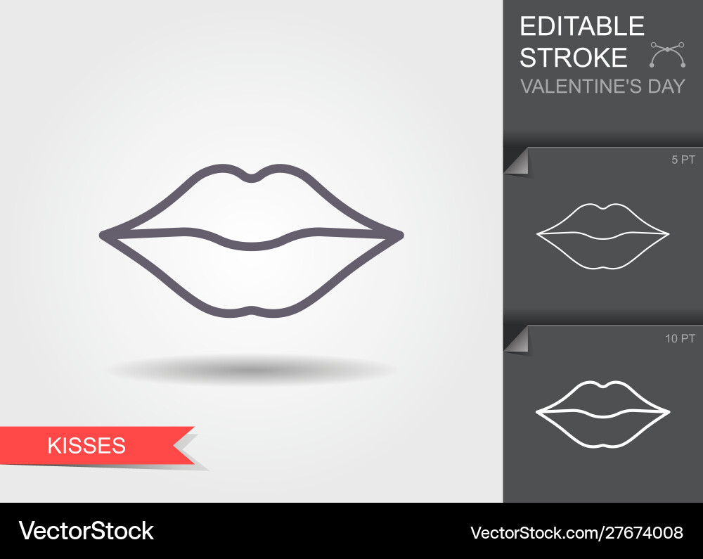 Woman lips line icon with editable stroke Vector Image