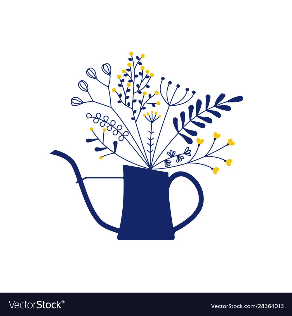 Beautiful bouquet in watering can Royalty Free Vector Image