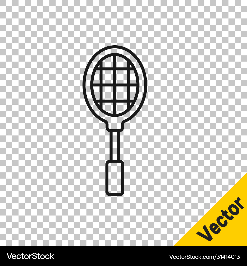 Black line tennis racket icon isolated Royalty Free Vector