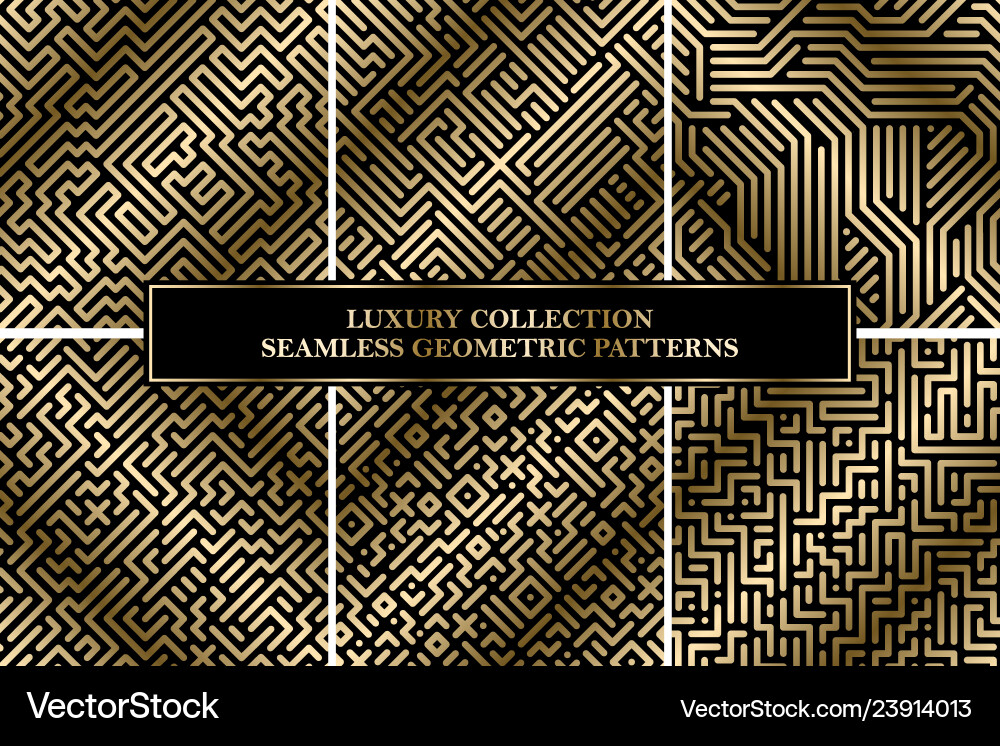 Collection of seamless geometric luxury patterns Vector Image