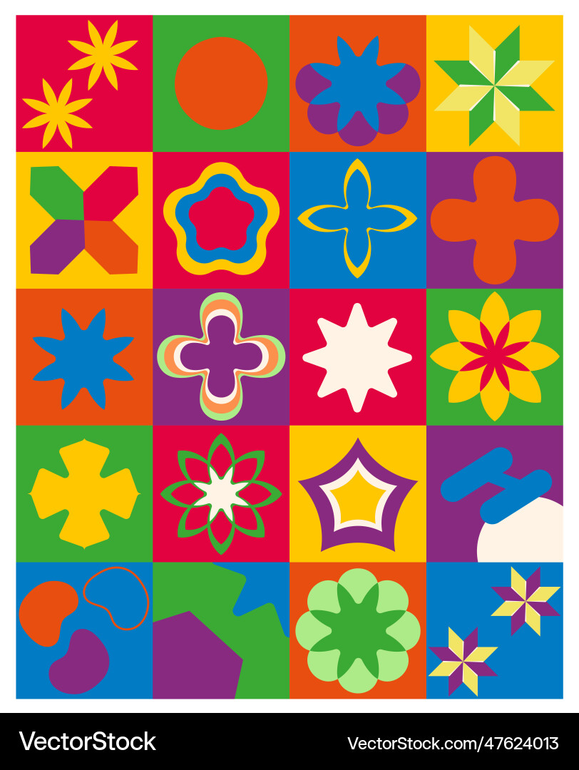 Color neo geo poster modern grid flyer Royalty Free Vector