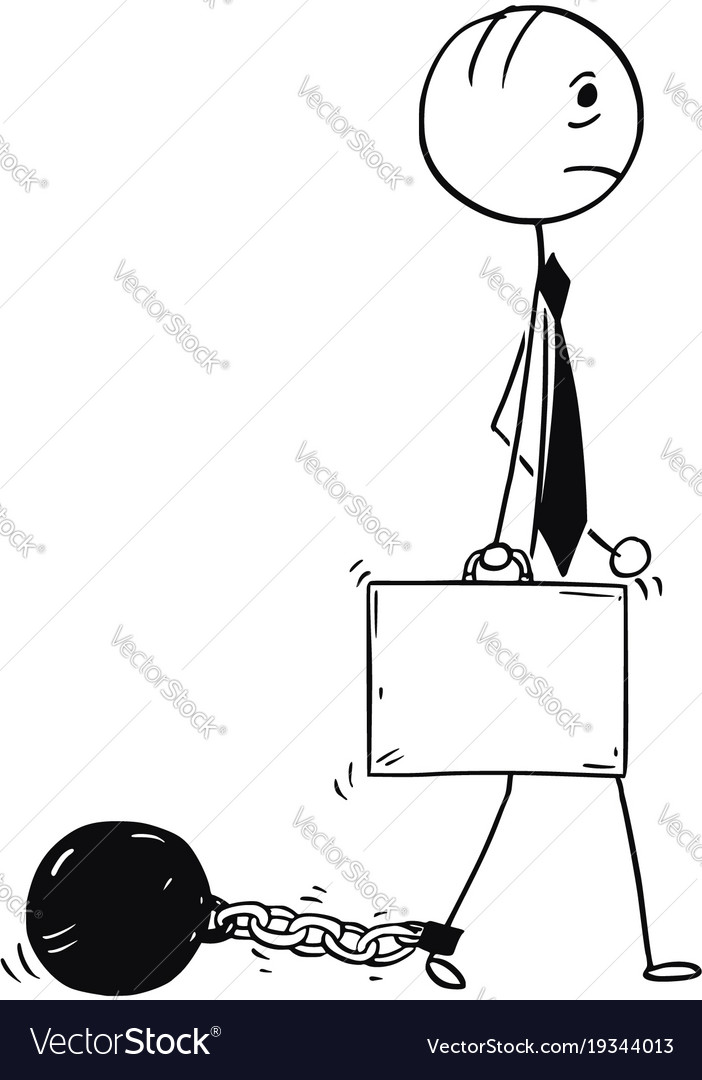 Conceptual cartoon businessman with chain and Vector Image Conceptual cartoon businessman with chain and Vector Image