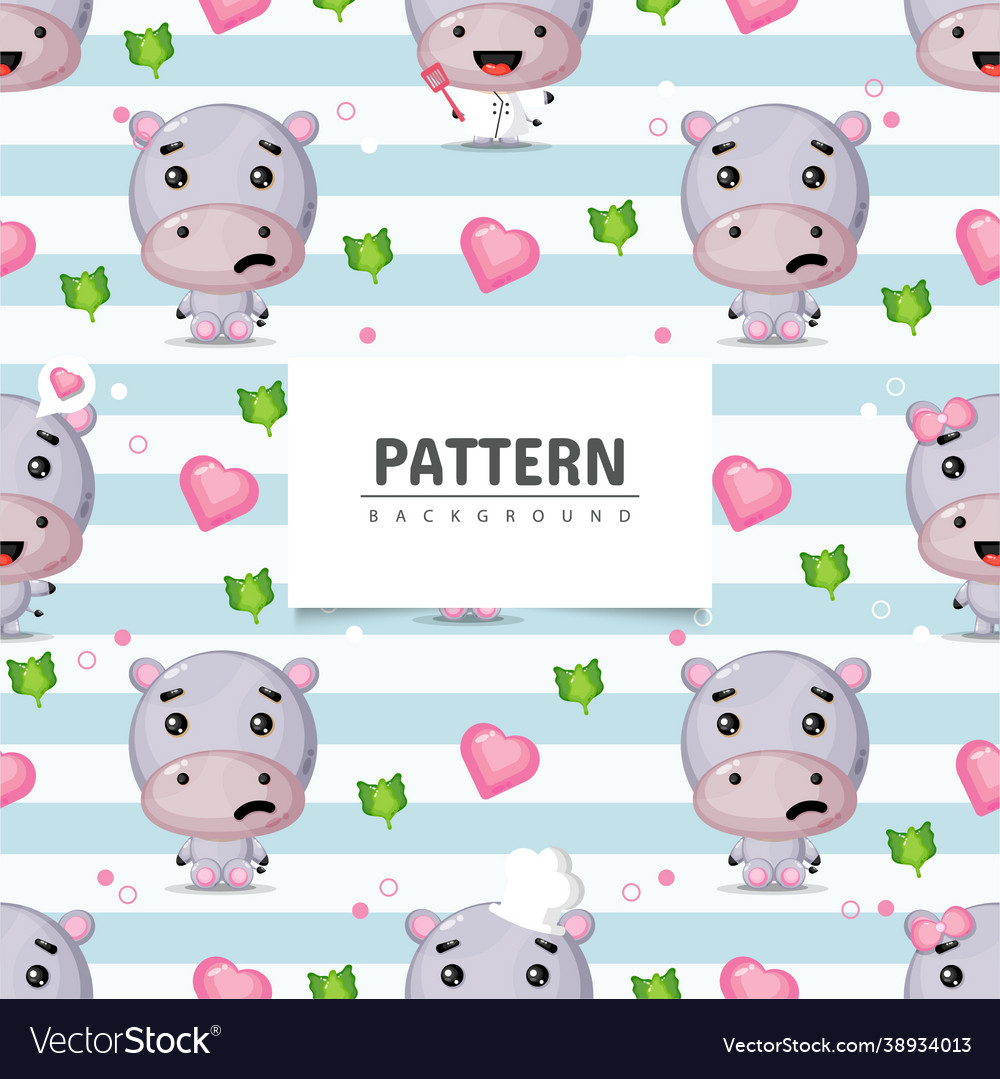 Cute hippopotamus seamless pattern background Vector Image