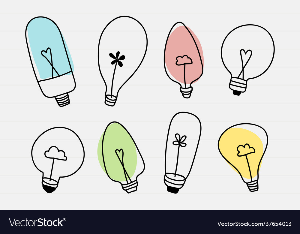 Light bulb doodle set Royalty Free Vector Image