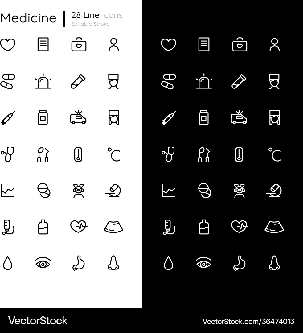 Medicine linear icons set for dark and light mode Vector Image