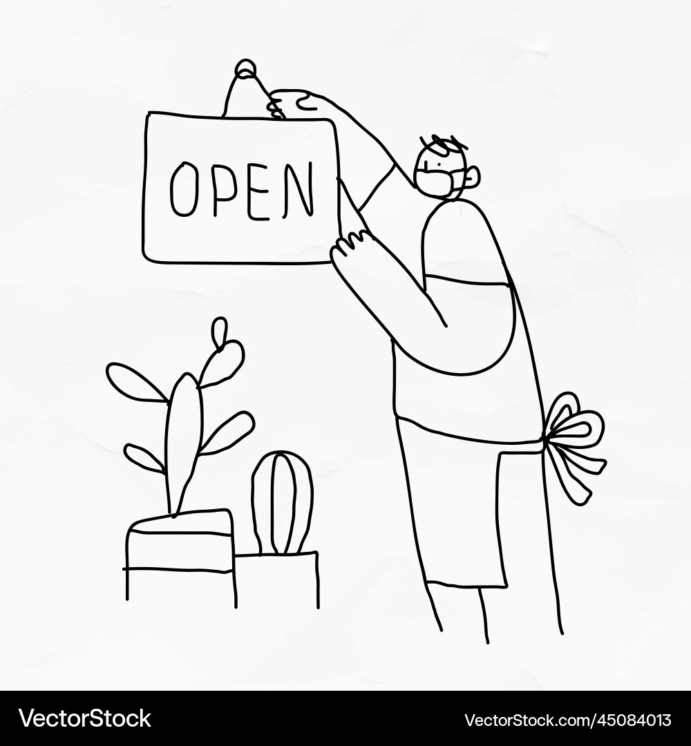 Open covid-19 business new normal doodle Vector Image