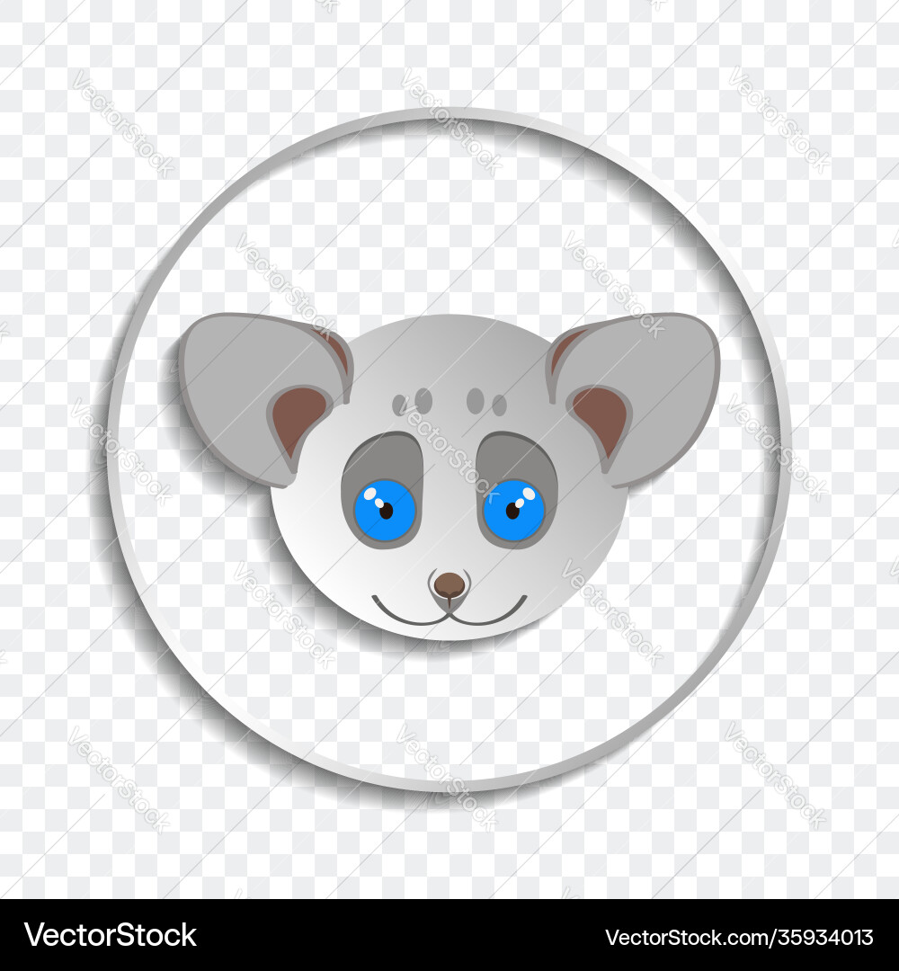 Round icon or emblem with shadows head a funny Vector Image