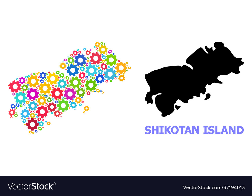 Service mosaic map shikotan island colorful Vector Image Service mosaic map shikotan island colorful Vector Image