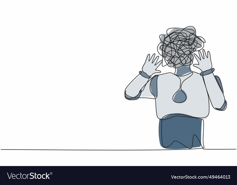 Single continuous line drawing robot with round Vector Image