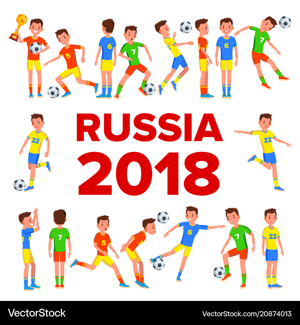 Soccer player set 2018 fifa world cup Royalty Free Vector