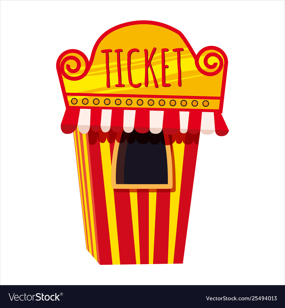 Ticket booth office with yellow and red stripes Vector Image
