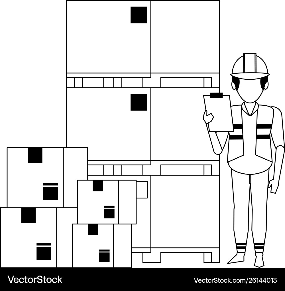 Warehouse worker logistics job concept in black Vector Image