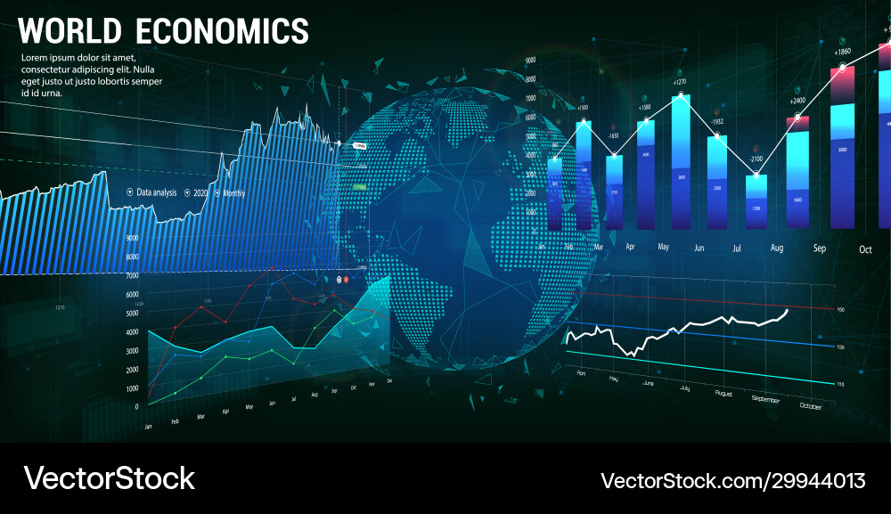 World economics concept 3d earth globe Royalty Free Vector
