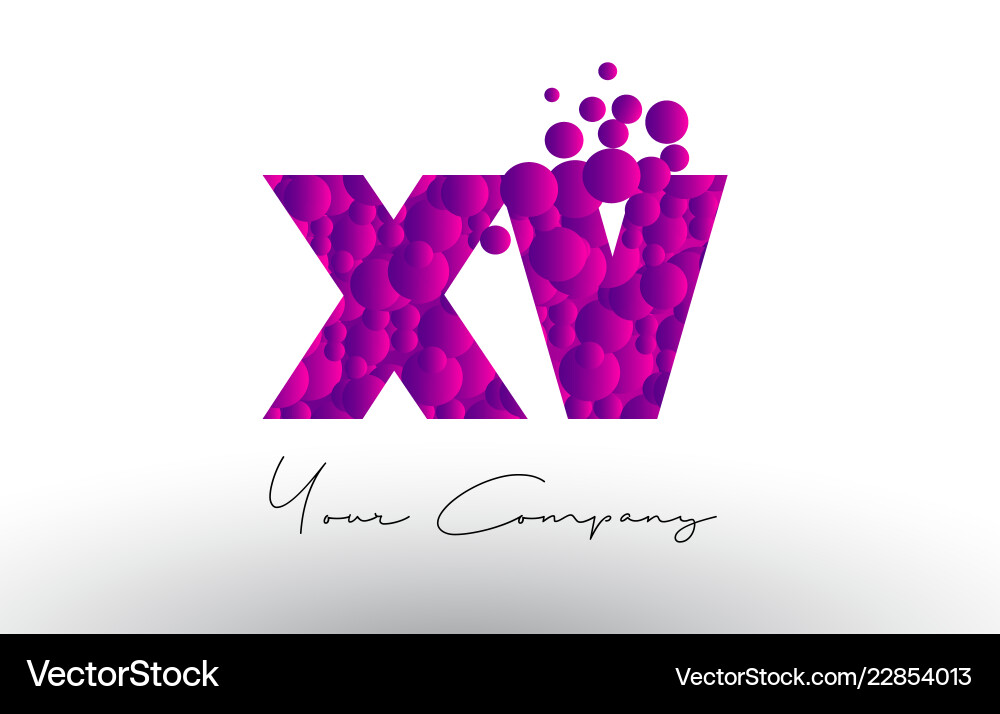 Xv x v dots letter logo with purple bubbles Vector Image