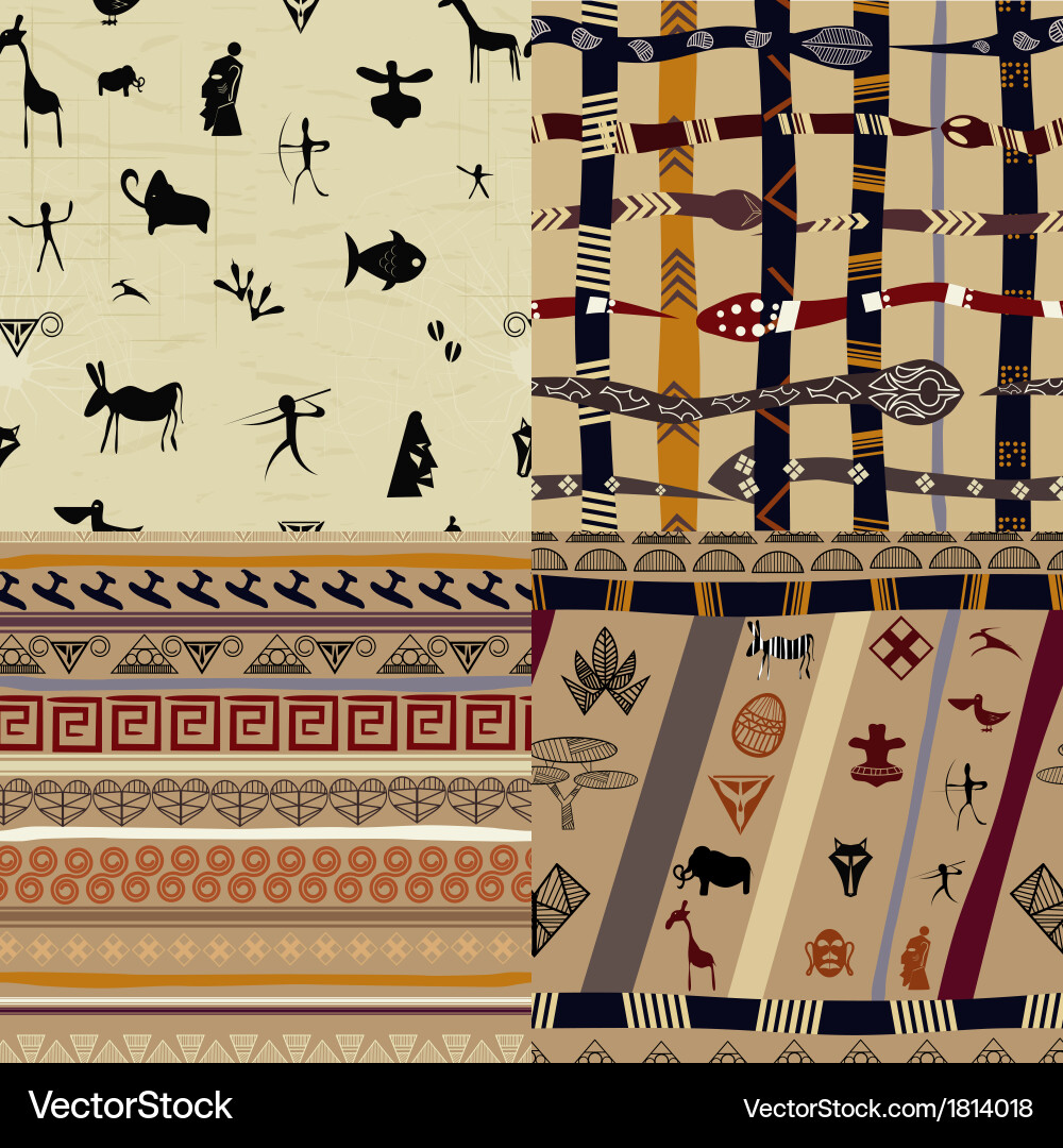 A set of patterns primitive tribal painting Vector Image