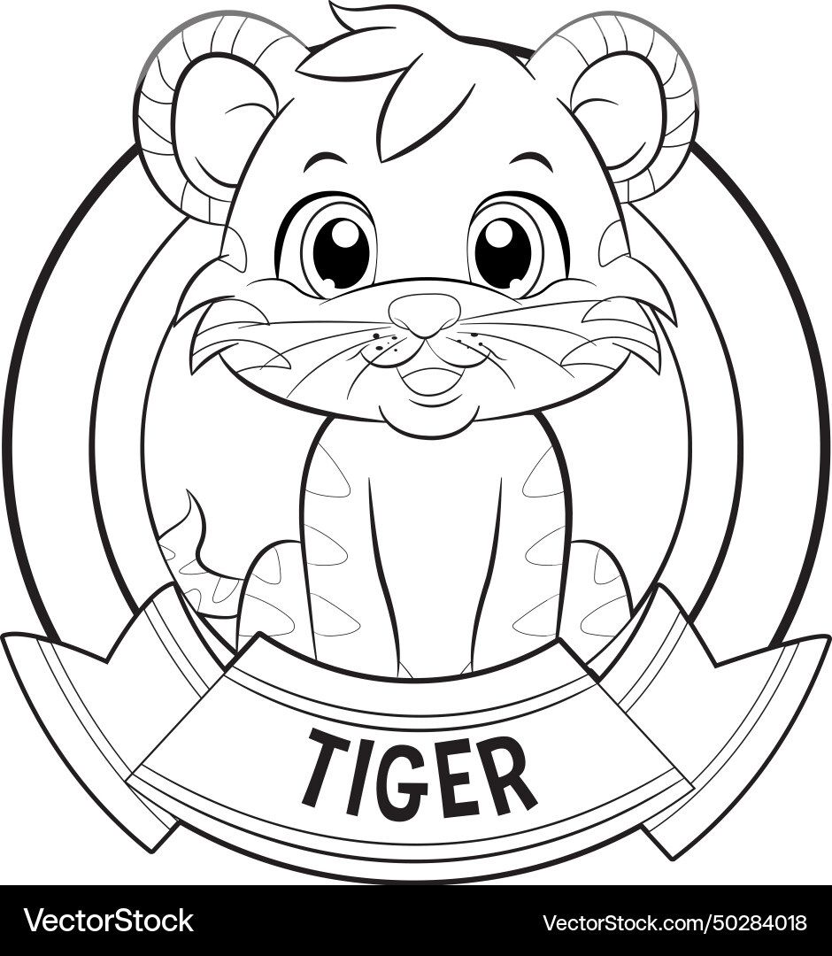 Adorable tiger cub in a circular frame design Vector Image