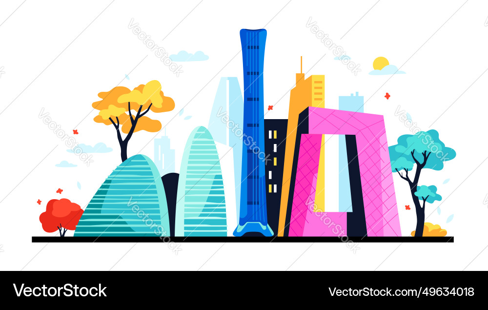 Advanced buildings of china - modern colored Vector Image