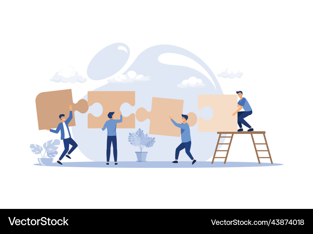 Business concept people connecting puzzle Vector Image