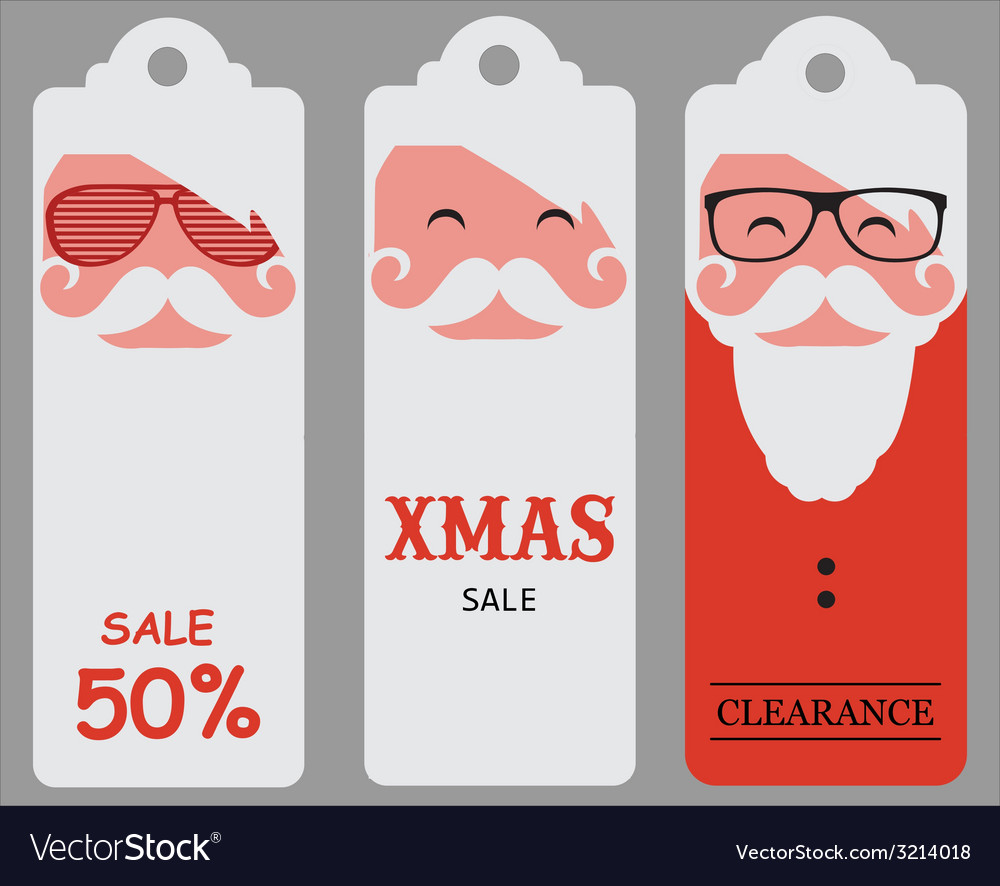 Christmas hipster santa sale tags Royalty Free Vector Image