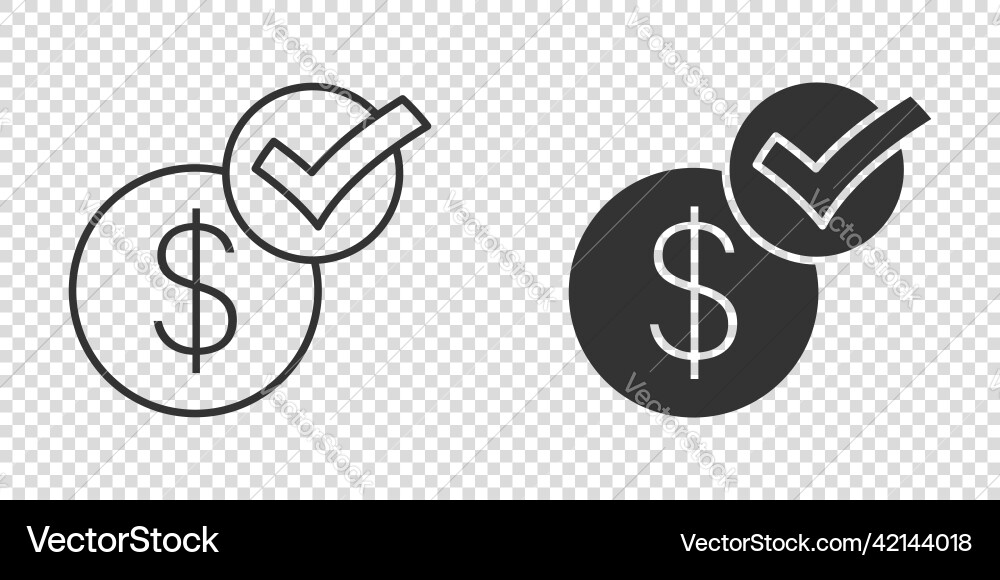 Coin check mark icon in flat style money approval Vector Image