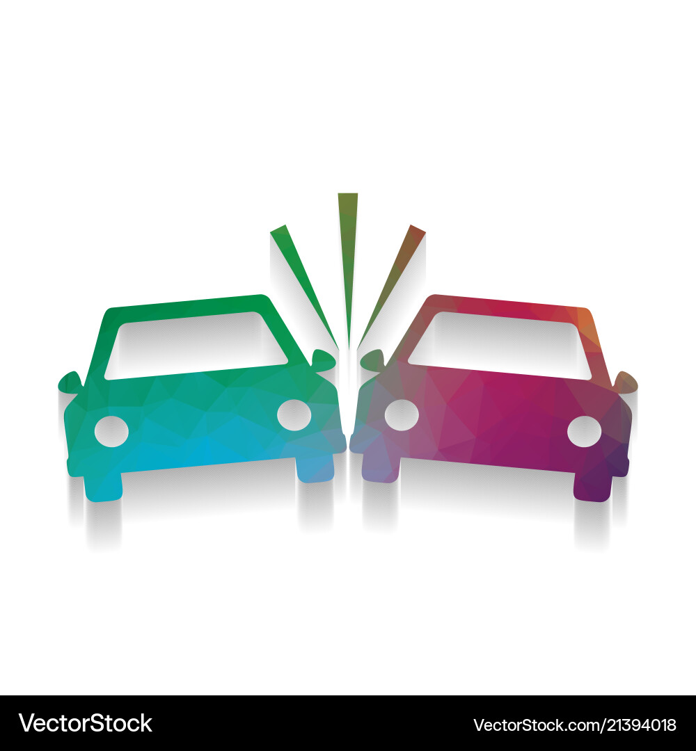 Crashed cars sign colorful icon Royalty Free Vector Image