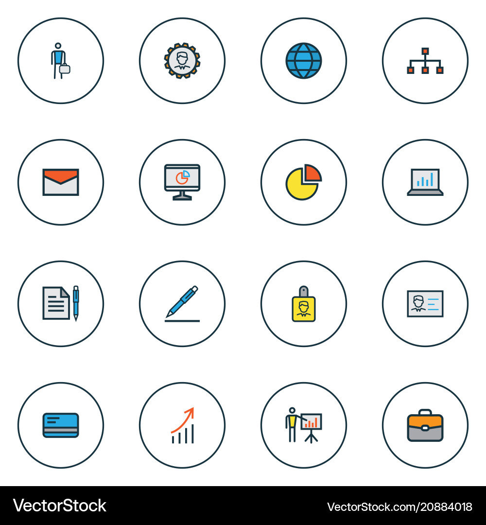 Job icons colored line set with structure id Vector Image