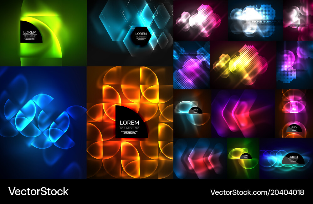Mega collection of neon abstract shape backgrounds