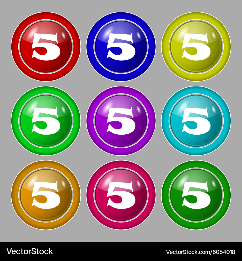 Number five icon sign symbol on nine round Vector Image