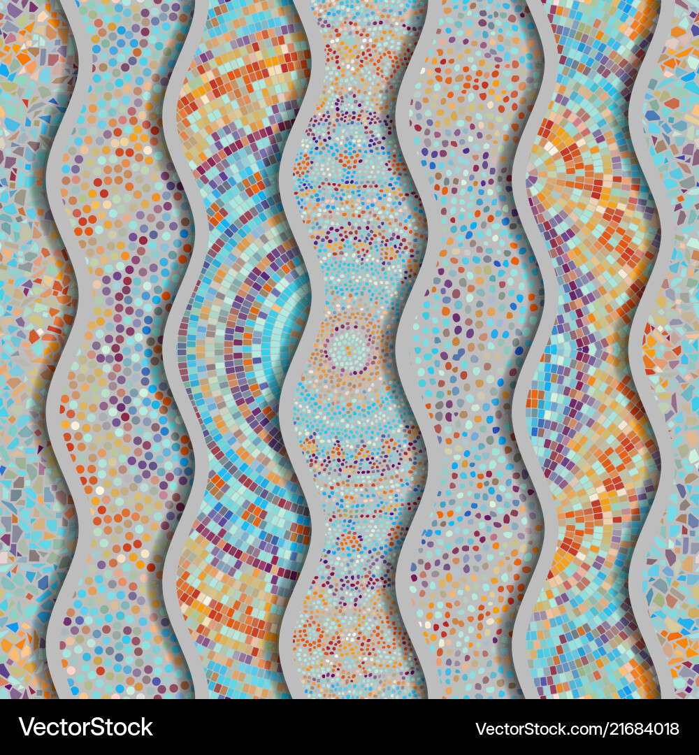 Relief waves of ornamental mosaic tile patterns Vector Image