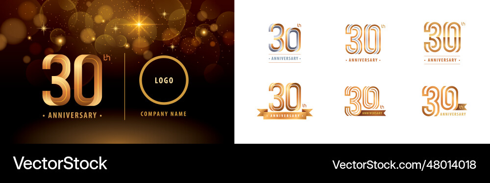 Set of 30th anniversary logotype design thirty Vector Image