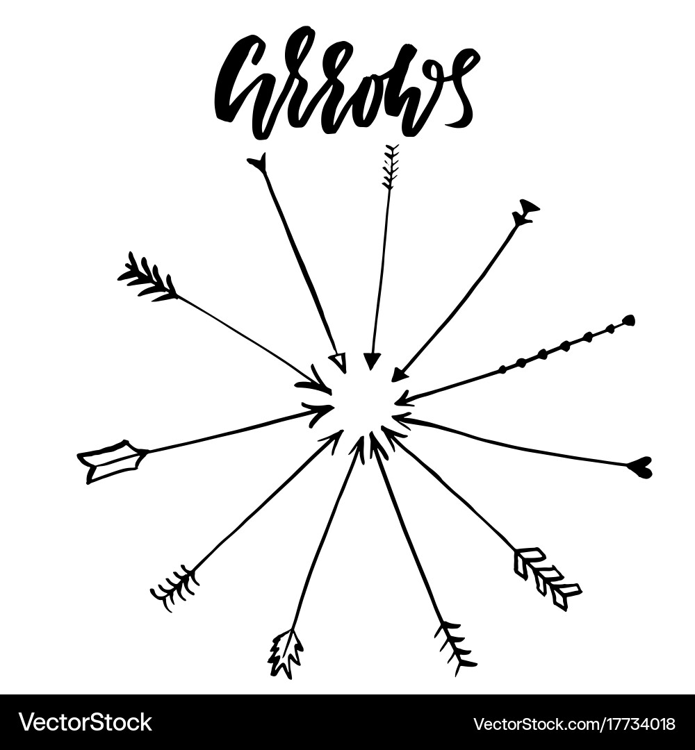 Set of hand drawn arrows unique painted Royalty Free Vector