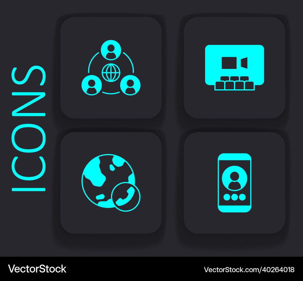 Set video chat conference meeting and icon Vector Image