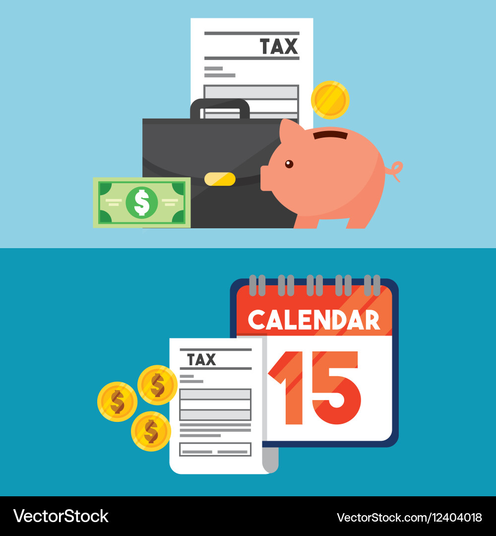 Tax time flat line icons Royalty Free Vector Image