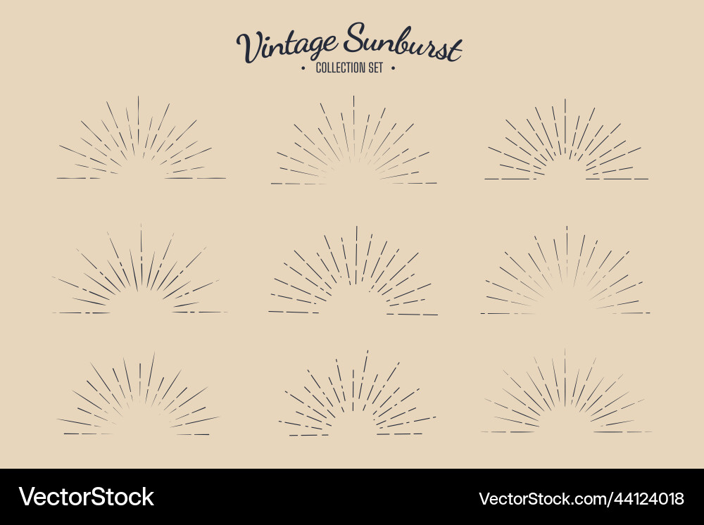 Vintage sunburst collection set retro solar Vector Image