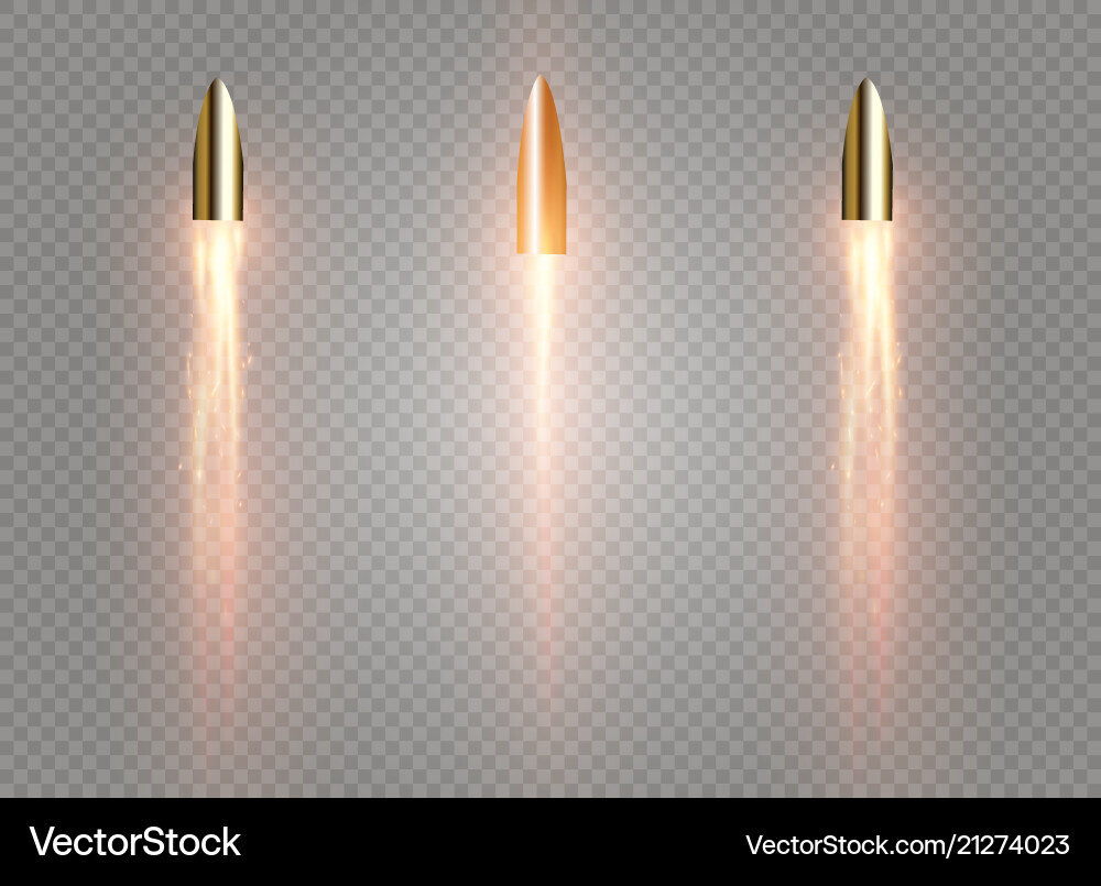 A flying bullet with fiery trace isolated Vector Image