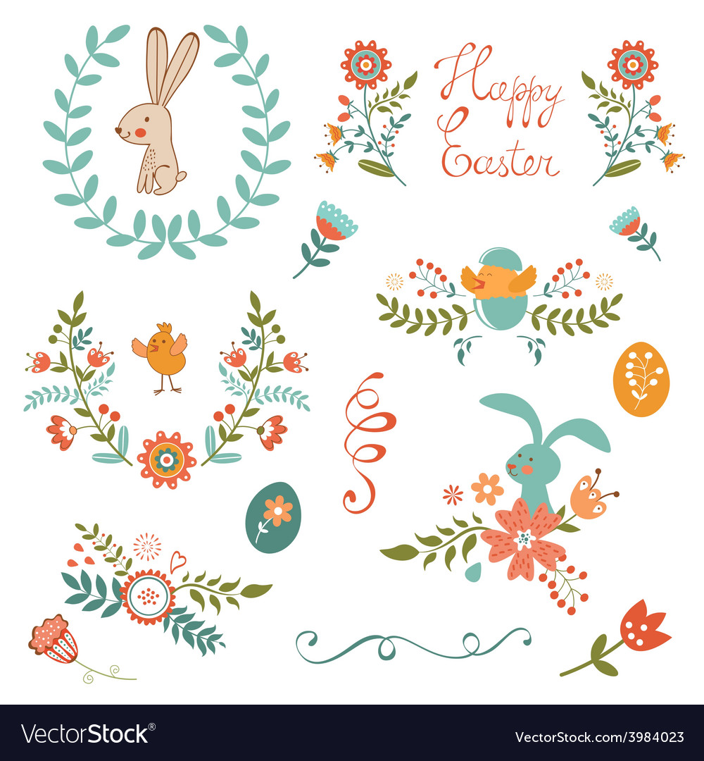 Beautiful easter collection Royalty Free Vector Image