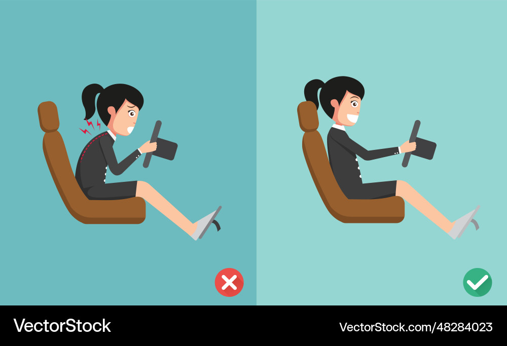 Best and worst positions for driving a car Vector Image
