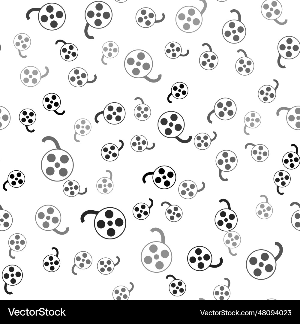 Black film reel icon isolated seamless pattern on Vector Image
