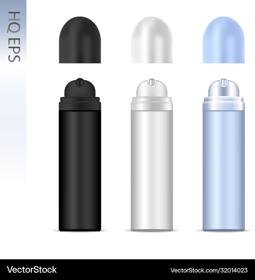 Deodorant spray aluminum can set cosmetic Vector Image