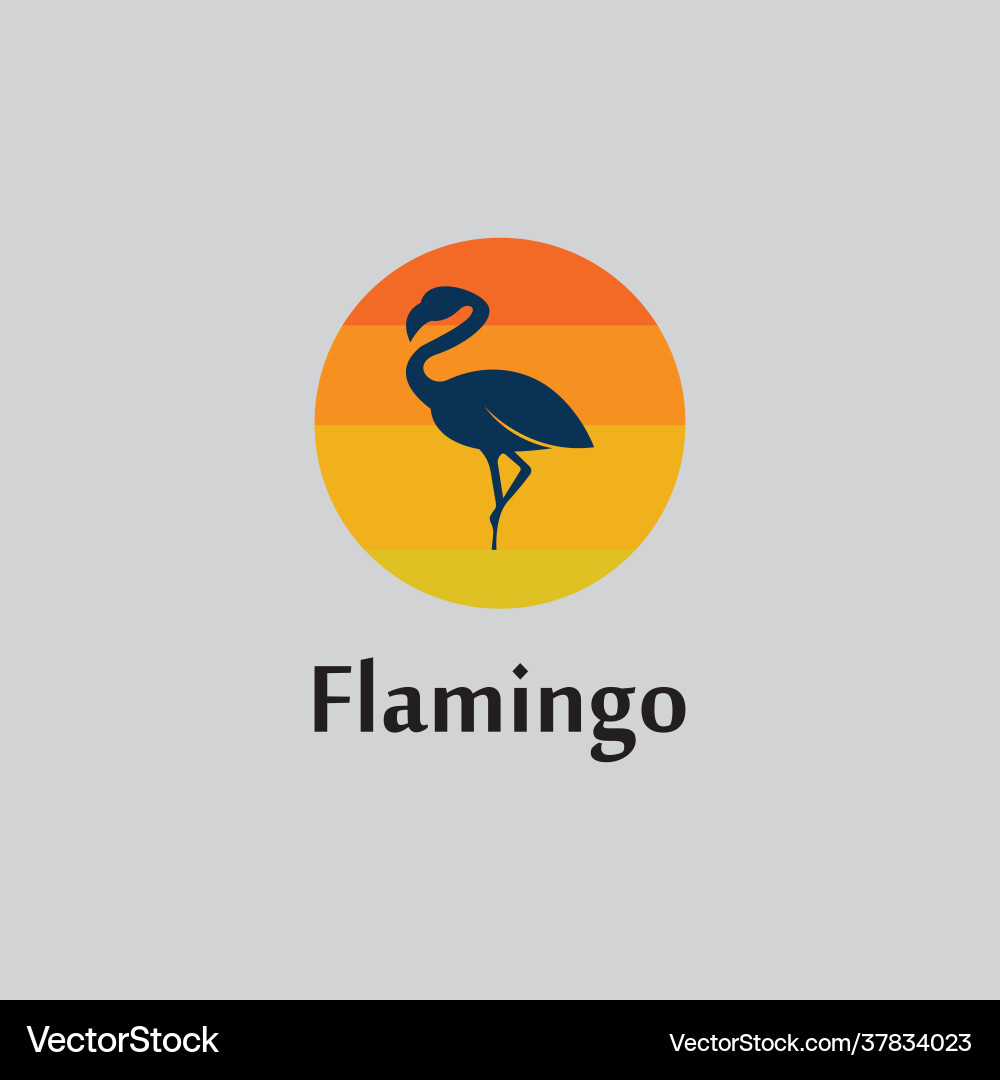 Flamingo silhouette scene at sunset logo design Vector Image
