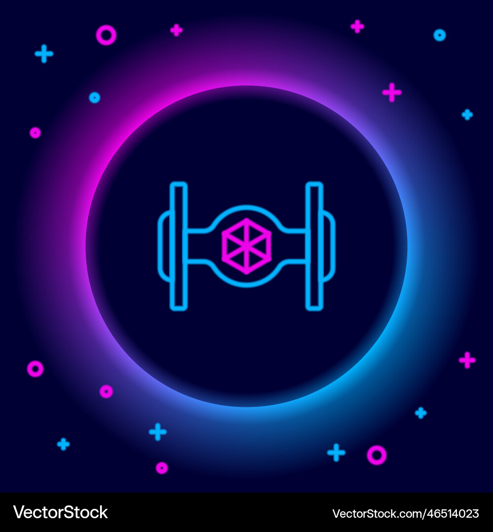 Glowing neon line cosmic ship icon isolated Vector Image