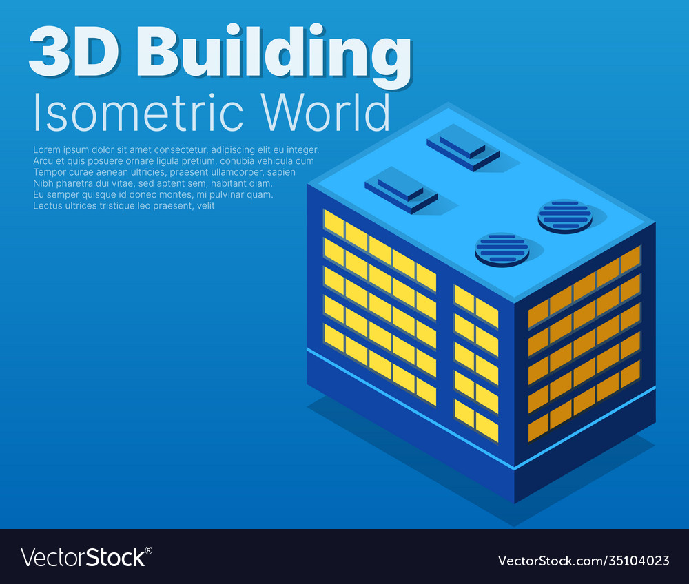 Isometric 3d module block district part Royalty Free Vector